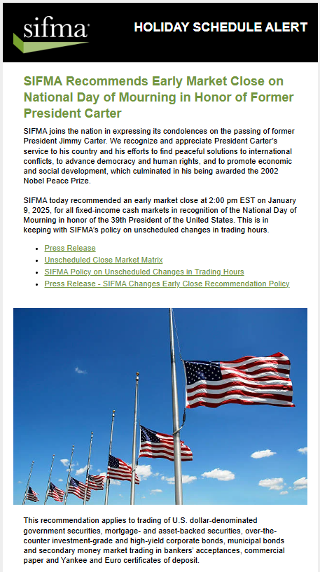 Sign up for the SIFMA Holiday Schedule Alert